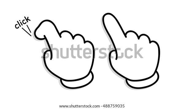 Cartoon Hand Cursor Isolated On White 库存矢量图（免版税）488759035 | Shutterstock