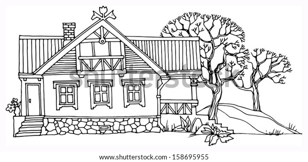 Cartoon Hand Drawing House Stock Vector (Royalty Free) 158695955