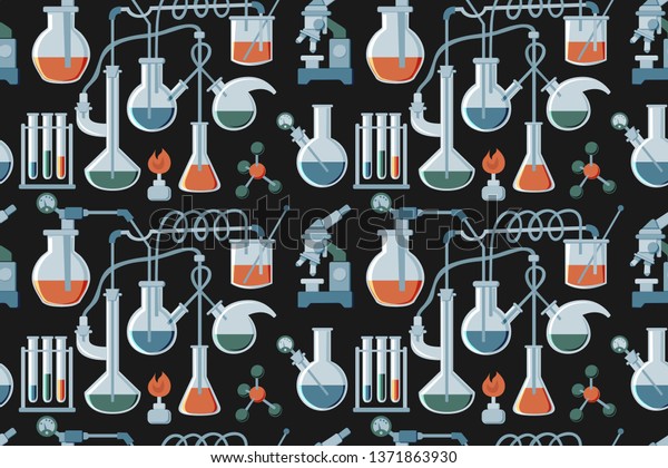 Cartoon Hand Drawn Science Seamless Pattern Stock Vector (Royalty Free ...