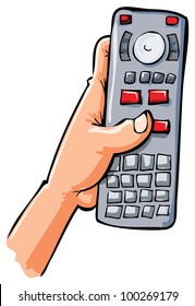 Cartoon Hand Holding Remote Control Isolated: เวกเตอร์สต็อก (ปลอดค่า ...