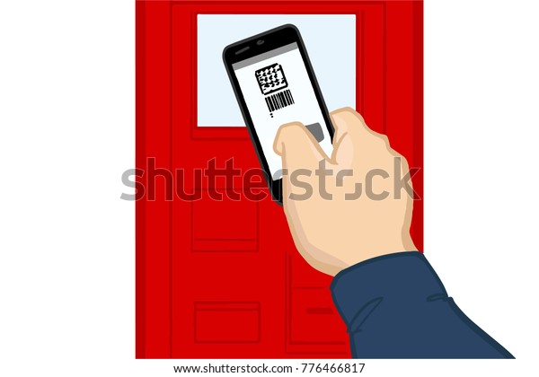 Cartoon Hand Mobile Phone Scanning Qr Stock Vector (Royalty Free ...