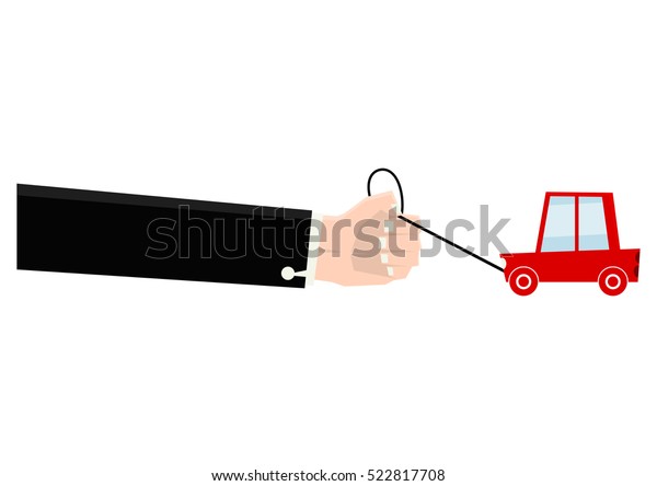 Cartoon Hand Pulling Car On White Stock Vector (Royalty Free) 522817708 ...