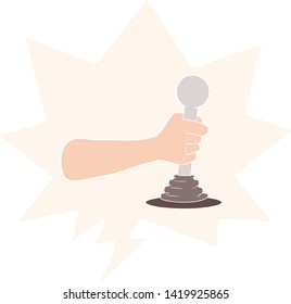 Cartoon Hand Pulling Lever Speech Bubble Stock Vector (Royalty Free ...