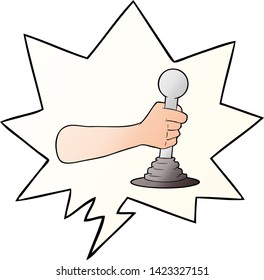 Cartoon Hand Pulling Lever Speech Bubble Stock Vector (Royalty Free ...