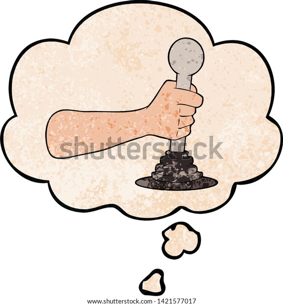Cartoon Hand Pulling Lever Thought Bubble Stock Vector (Royalty Free ...