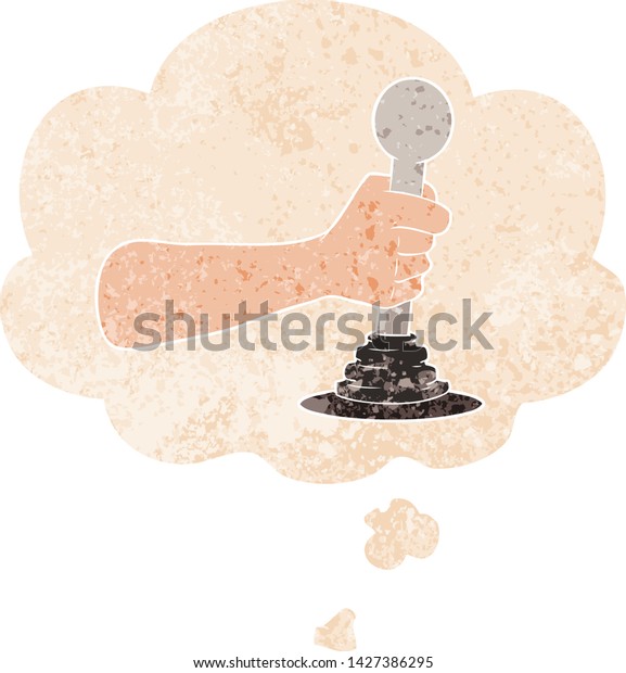 Cartoon Hand Pulling Lever Thought Bubble Stock Vector (Royalty Free ...