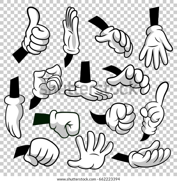 Cartoon Hands Gloves Icon Set Isolated Stock Vector (Royalty Free ...