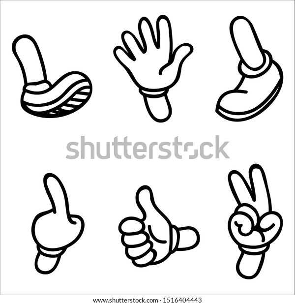 Cartoon Hands Legs Vector Collection Cartoon 스톡 벡터(로열티 프리) 1516404443 ...