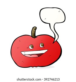 Cartoon Happy Apple Speech Bubble Stock Illustration 250094629