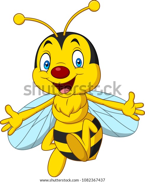Cartoon happy bee isolated on white background