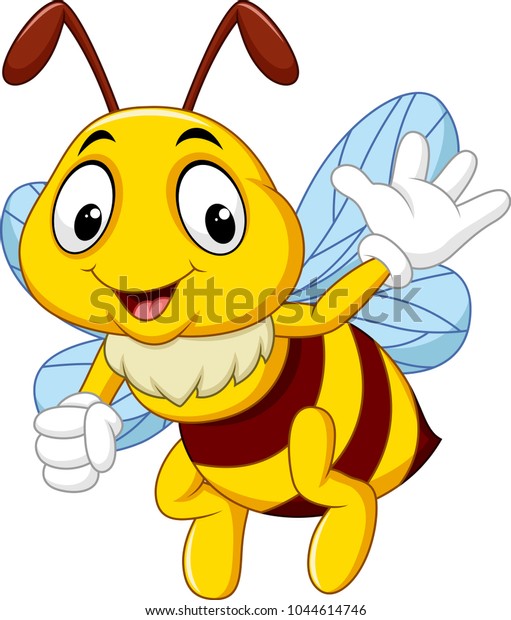 Cartoon Happy Bee Waving Hand Stock Vector (Royalty Free) 1044614746 ...