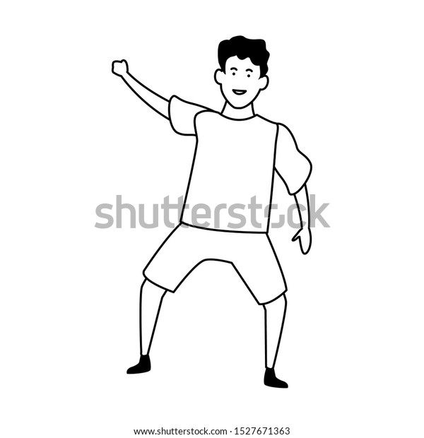 Cartoon Happy Boy Dancing Icon Over Stock Vector (Royalty Free ...