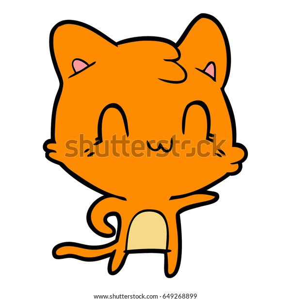 Cartoon Happy Cat Pointing Stock Vector (Royalty Free) 649268899 ...