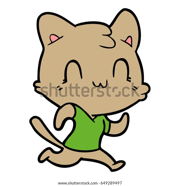 Cartoon Happy Cat Running Stock Vector (Royalty Free) 649289497 ...