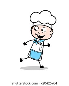 Cartoon Happy Chef Running Pose Vector Stock Vector (Royalty Free ...