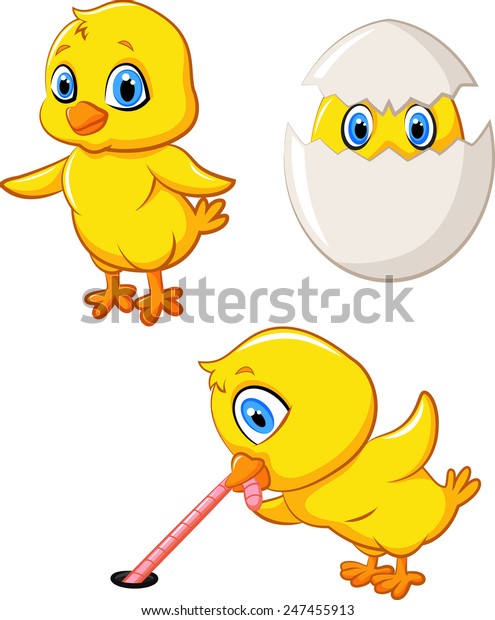 Cartoon Happy Chick Collection Set Stock Vector (Royalty Free ...