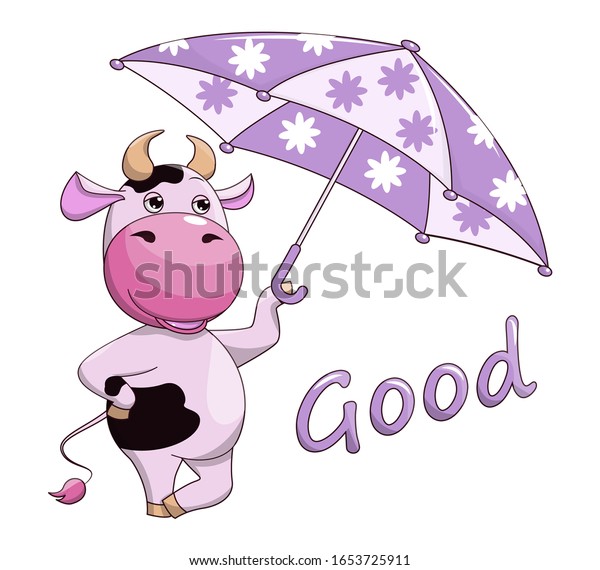 Cartoon Happy Cow Posing Isolated On Stock Vector (Royalty Free ...