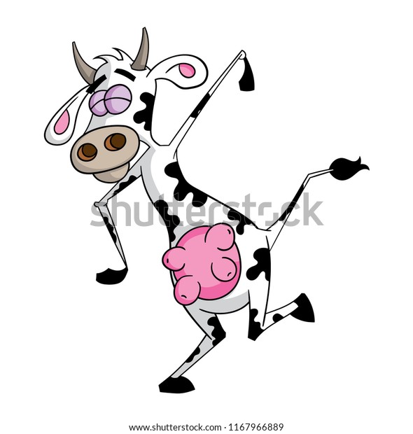 Cartoon Happy Dancing Cow Stock Vector (Royalty Free) 1167966889 ...