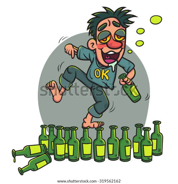 Cartoon Happy Drunk Man Dancing On : image vectorielle de stock (libre ...