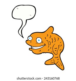 Cartoon Happy Fish Speech Bubble Stock Vector (Royalty Free) 243160768 ...