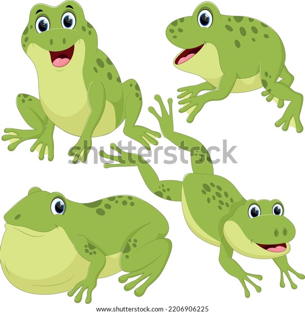 Cartoon Happy Frog Set Isolated On Stock Vector (Royalty Free ...
