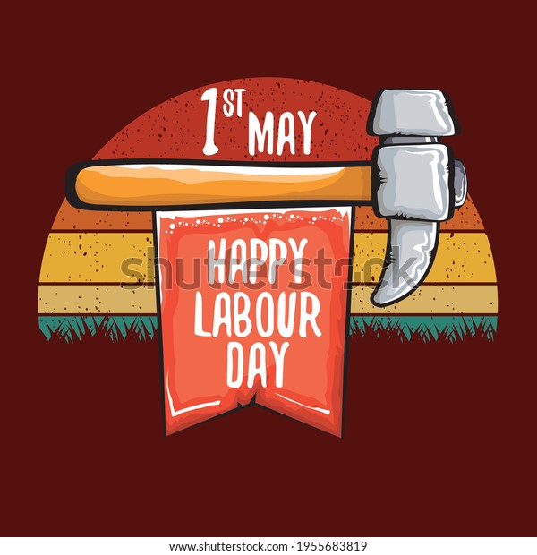 Cartoon Happy Labour Day Vector Label Stock Vector (Royalty Free ...