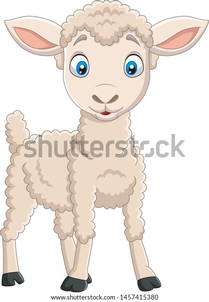 Cartoon Happy Lamb Isolated On White Stock Vector (Royalty Free) 1457415380