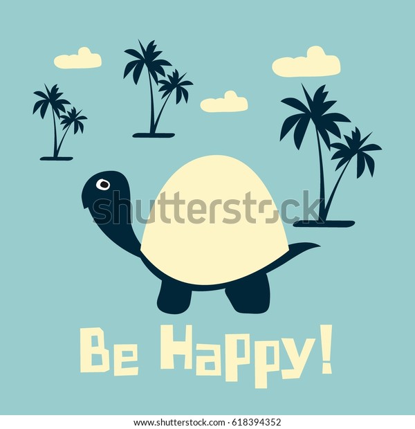 Cartoon Happy Little Turtle Vector Illustration Stock Vector (Royalty ...