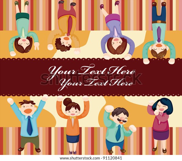 Cartoon Happy Office Workers Card Stock Vector (Royalty Free) 91120841 ...