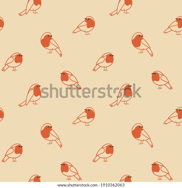 Cartoon Happy Robin Simple Trendy Pattern Stock Vector (Royalty Free ...