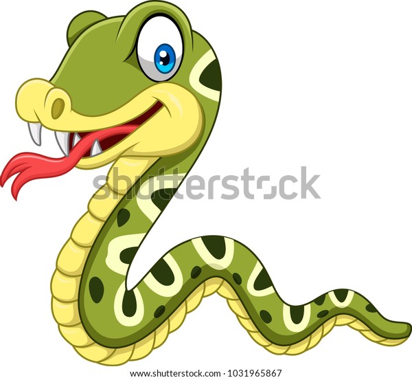 Cartoon Happy Snake Isolated On White Stock Vector (Royalty Free ...