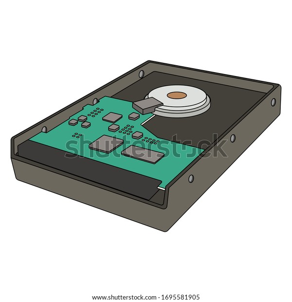 Cartoon Hard Drive Disk White Background Stock Vector (Royalty Free ...