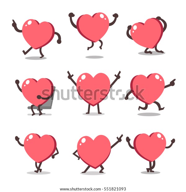Cartoon heart character poses