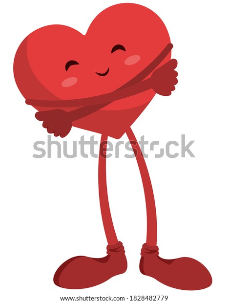 Cartoon Heart Hugging Itself Cute Fictional Stock Vector (Royalty Free ...