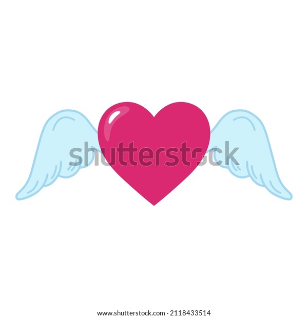 Cartoon Heart Wings Vector Illustration Isolated: เวกเตอร์สต็อก (ปลอด ...