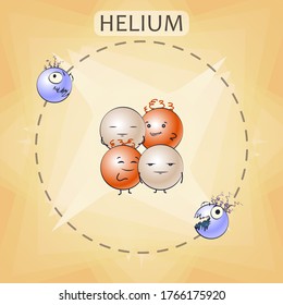 Cartoon Helium Atom Vector Illustration Stock Vector (Royalty Free ...