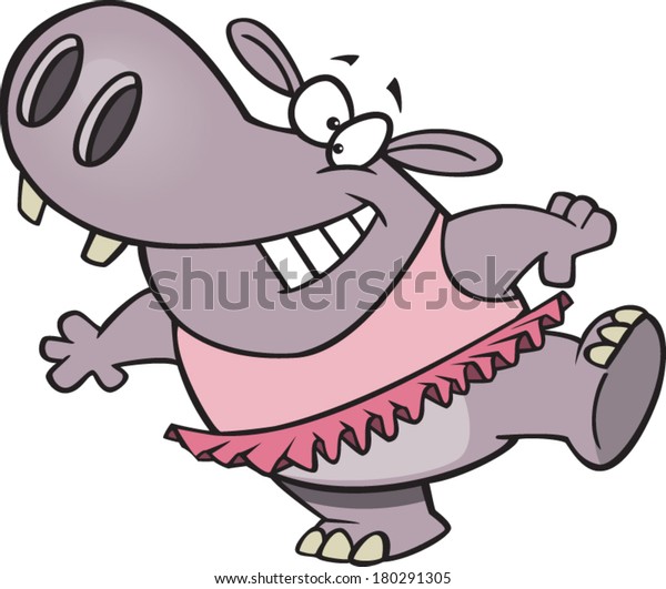 Cartoon Hippo Wearing Tutu Stock Vector (Royalty Free) 180291305