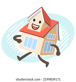Cartoon House Character Running Vector Illustration Stock Vector ...