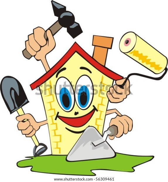 Cartoon House Does Repair Work Stock Vector (Royalty Free) 56309461