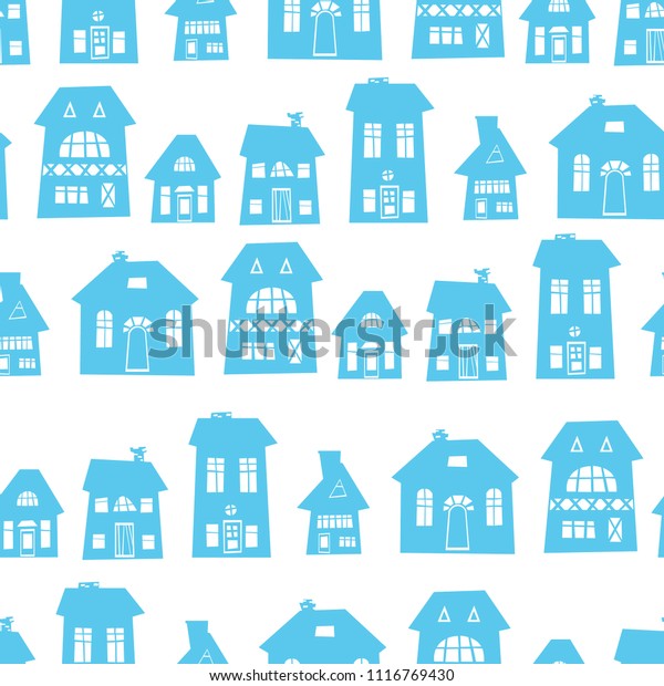 Cartoon House Pattern Minimalism Stock Vector Stock Vector (Royalty ...
