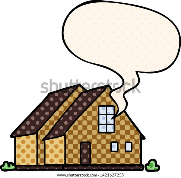 Cartoon House Speech Bubble Comic Book Stock Vector (Royalty Free ...