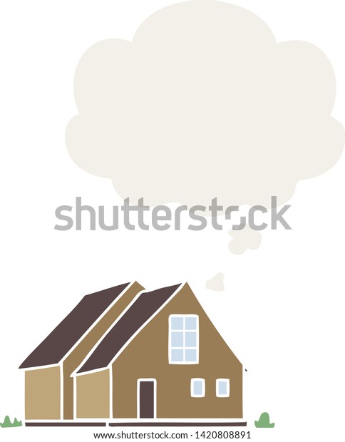 Cartoon House Thought Bubble Retro Style Stock Vector (Royalty Free ...