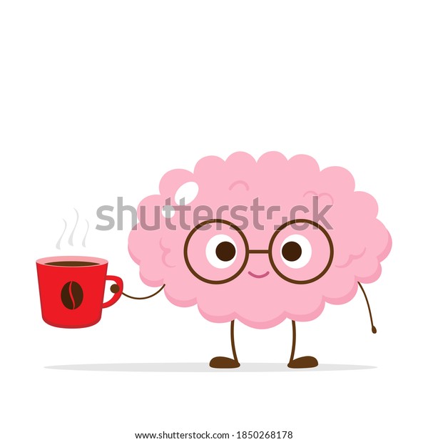 Cartoon Human Brain Character Coffee Cup Stock Vector (Royalty Free ...
