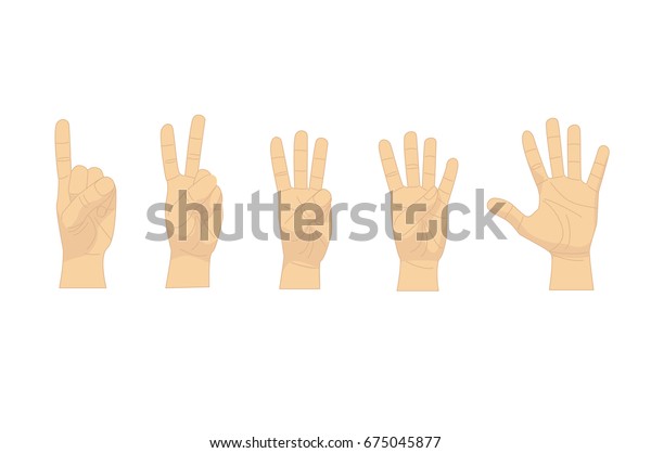 Cartoon Human Hand Showing Numbers Set Stock Vector (Royalty Free ...
