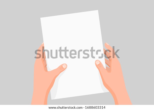 Cartoon Human Hands Hold Clear Paper Stock Vector (Royalty Free) 1688603314