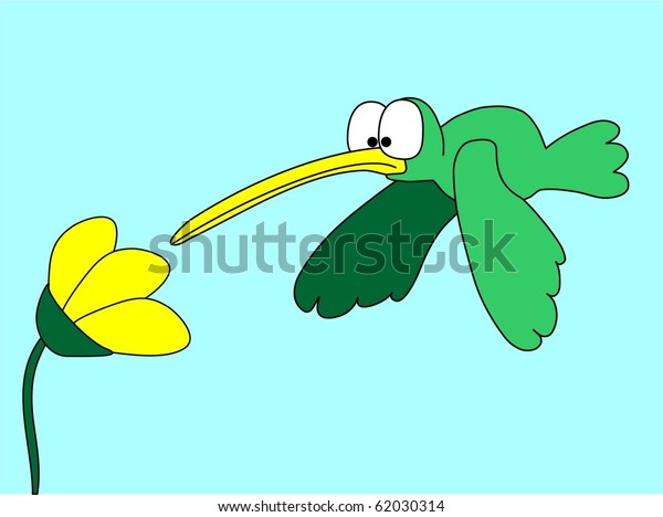 Cartoon Hummingbird Looking Flower Stock Vector (Royalty Free) 62030314 ...