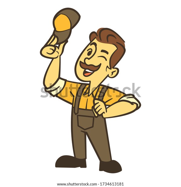 Cartoon Hvac Man Mascot Logo Design Stock Vector (Royalty Free) 1734613181