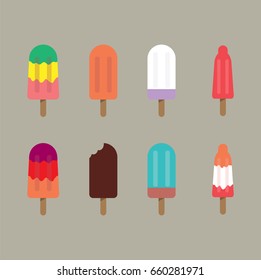 Cartoon Ice Cream Set Different Flavor Stock Vector (Royalty Free ...