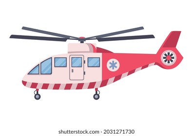 Cartoon Icon Side View Emergency Helicopter Stock Vector (Royalty Free ...