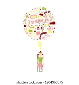 Cartoon Illustration About Information Overload Unique Stock Vector ...